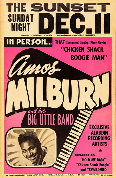 1949 Amos Milburn Sunset Theater 13 x 17 Inch Reproduction Early R & B ...